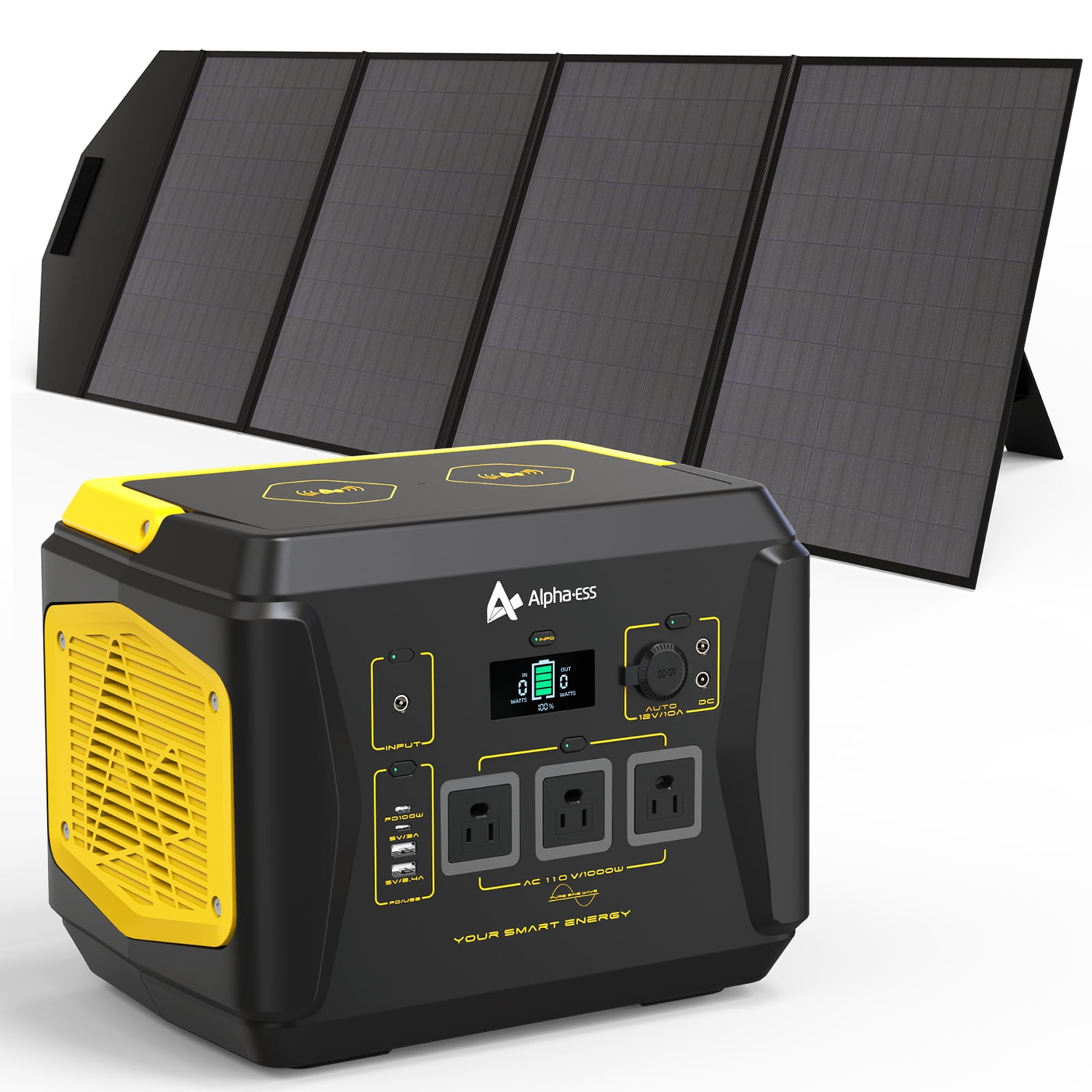 AlphaESS 1000W Portable Solar Generator with 1036Wh Power Station, 200W Solar Panel, RV Indoor ...