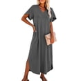 asdoklhq Plus Size Loose Dress Semi Formal Casual V-Neck Maxi Dress ...