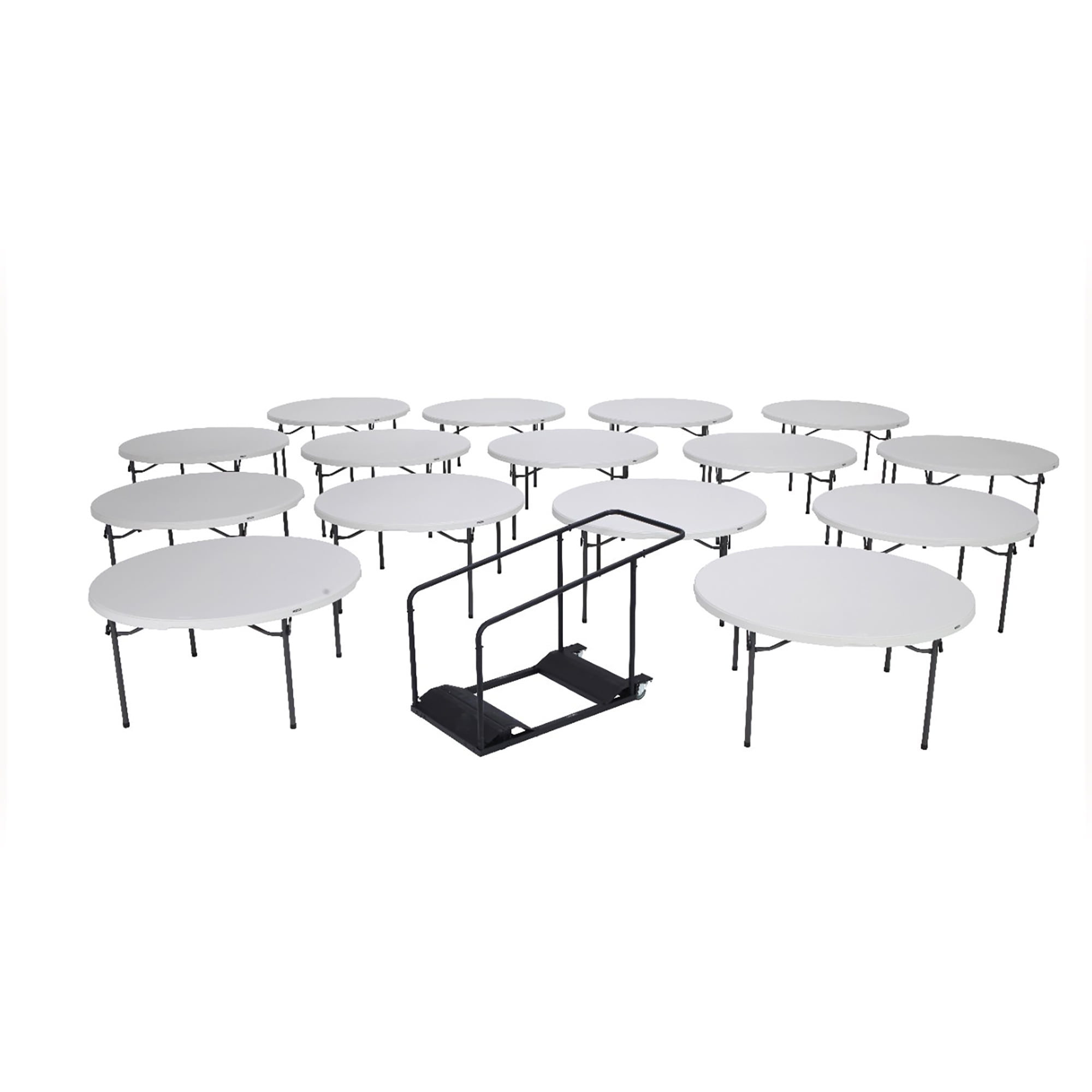 Lifetime (15) 60 IN White Round Tables and Cart Combo (80441) - Walmart.com
