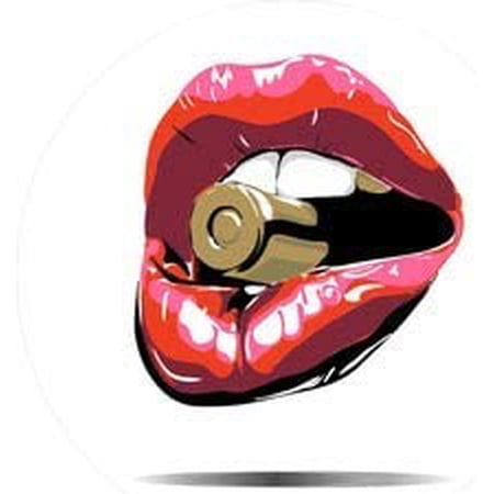 Sexy Biting Red Lips with Gold Metal Bullet - Pack of 4 - StickerVinyl ...
