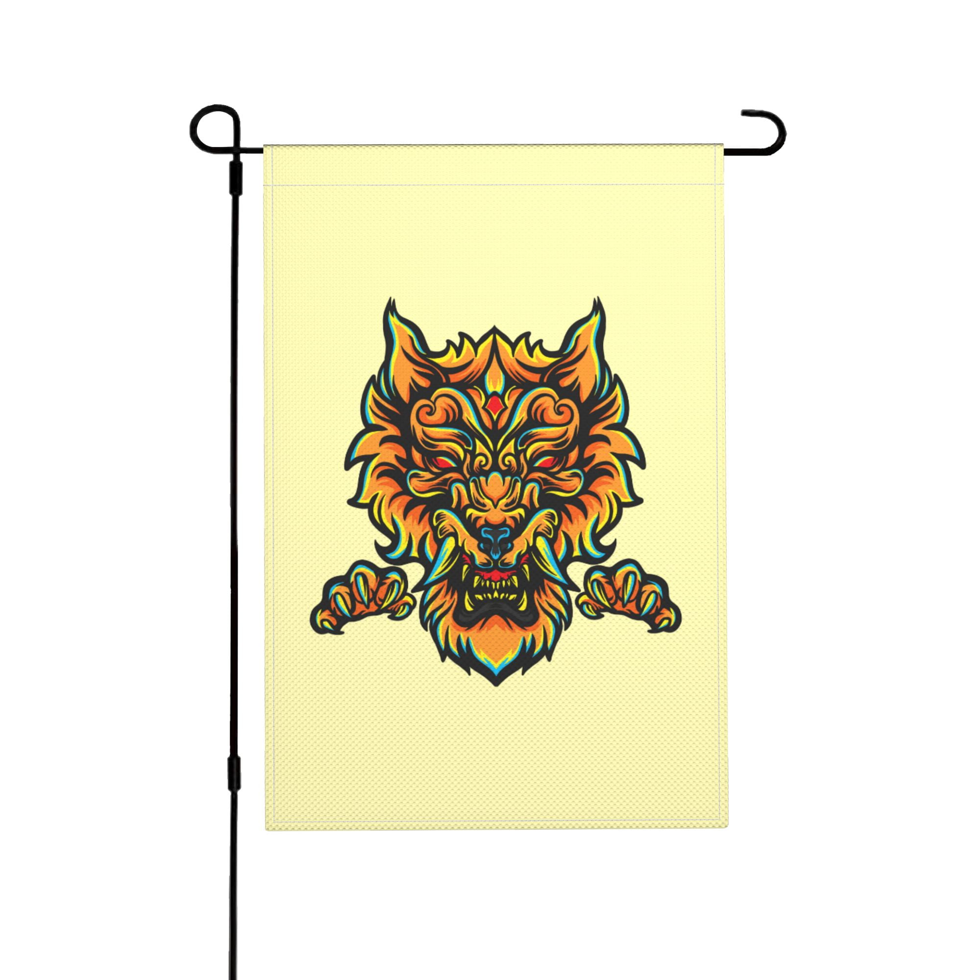 TEQUAN Angry Wolf Werewolf Garden Flags, 18 x 12 inch Double Sided ...