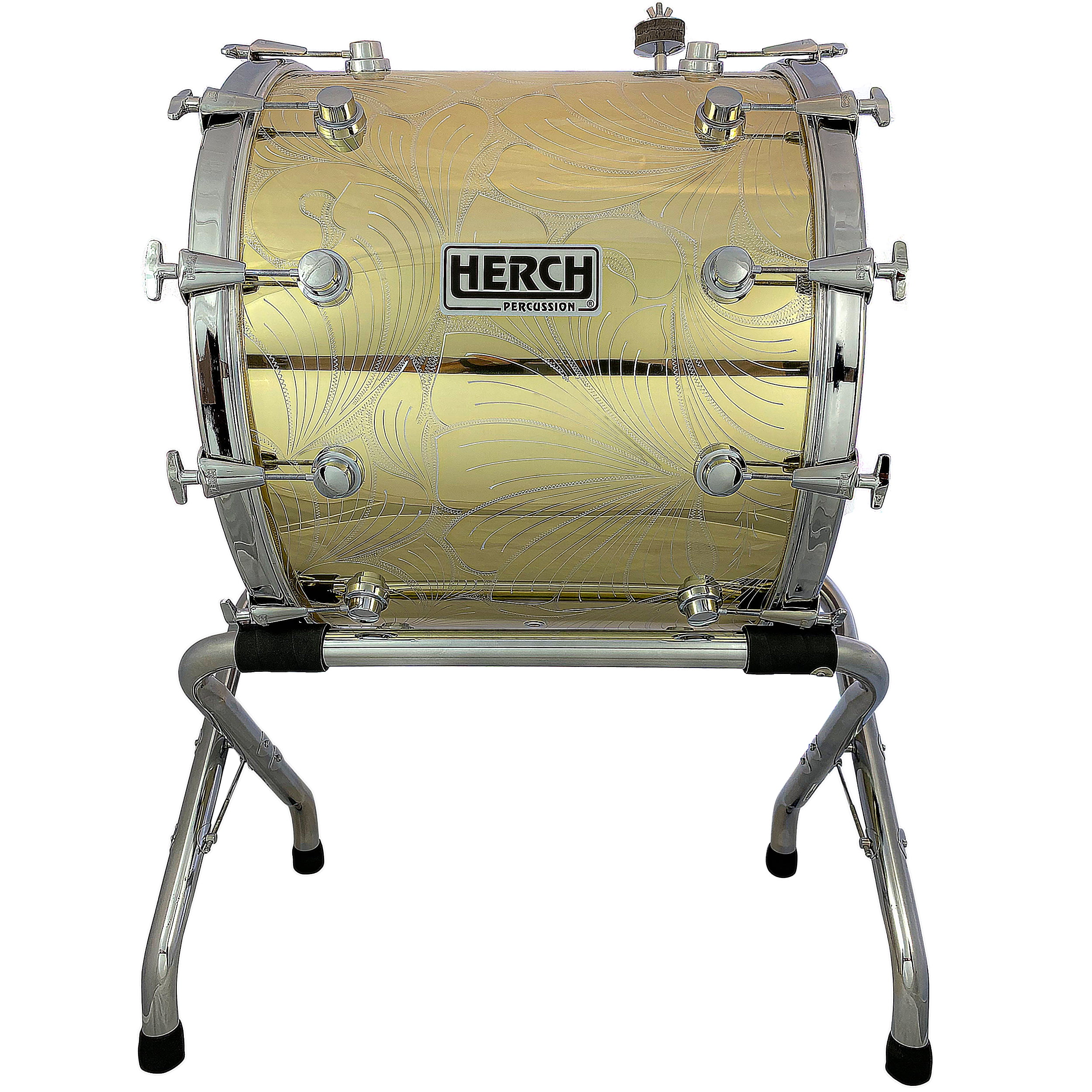 D'Luca made by Herch 20" x 24" Bass Drum Tambora Gold Engraved with ...