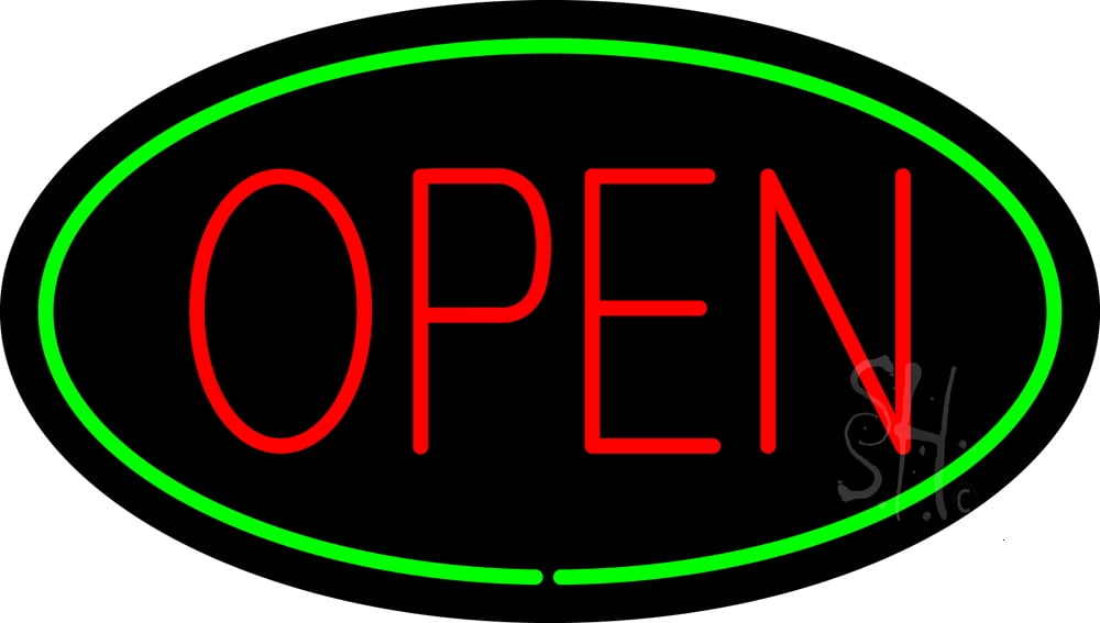 Open LED Neon Sign 20 x 37 - inches, Clear Edge Cut Acrylic Backing ...