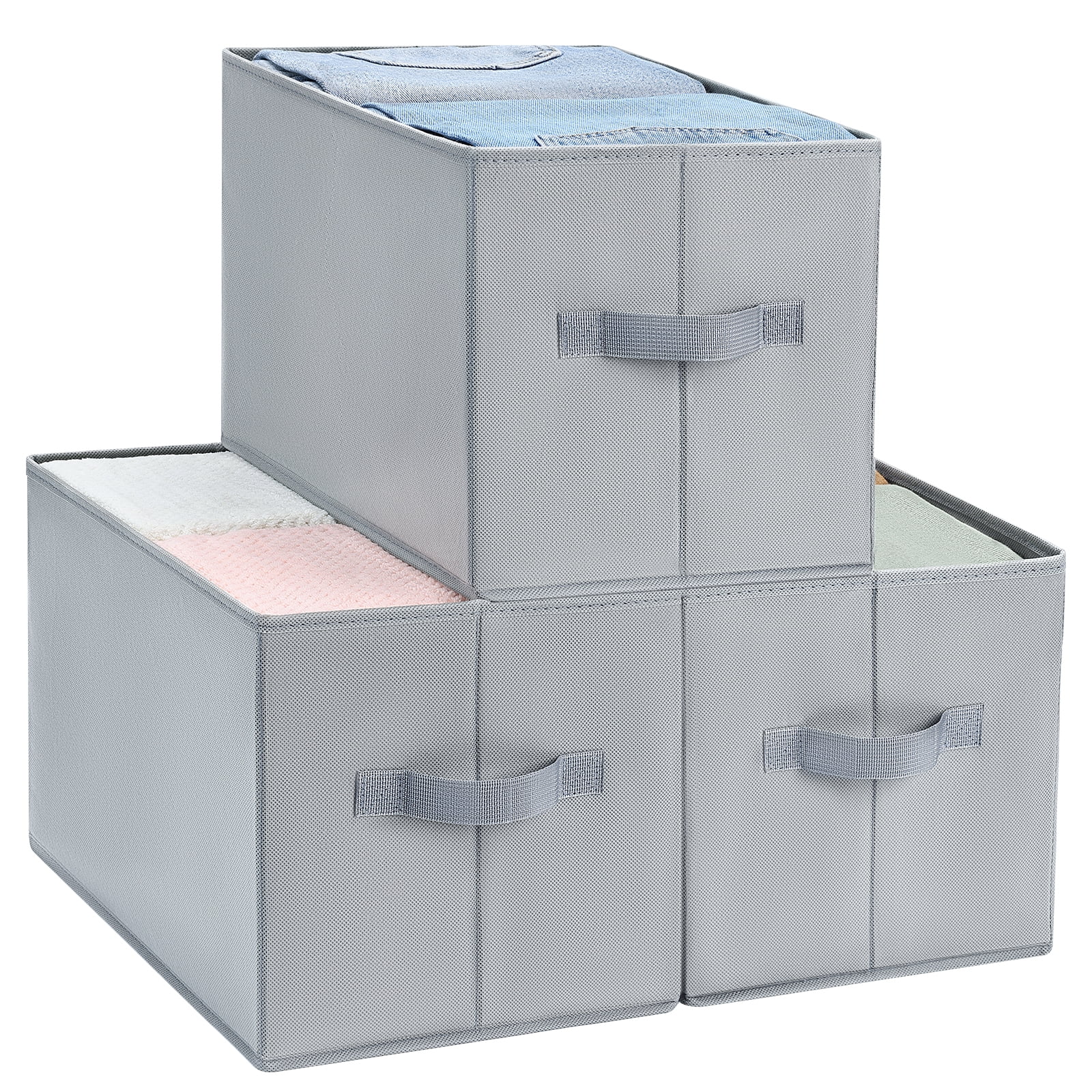 DIMJ Storage Bins, Fabric Closet Organizer Cubes with Handle ...
