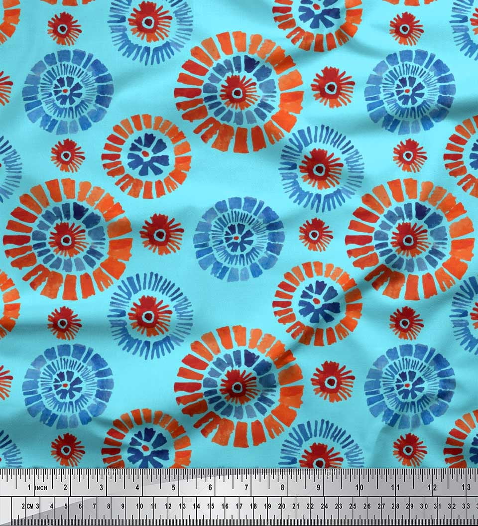 Soimoi Satin Silk Fabric Brush Stroke Abstract Print Fabric by the Yard ...