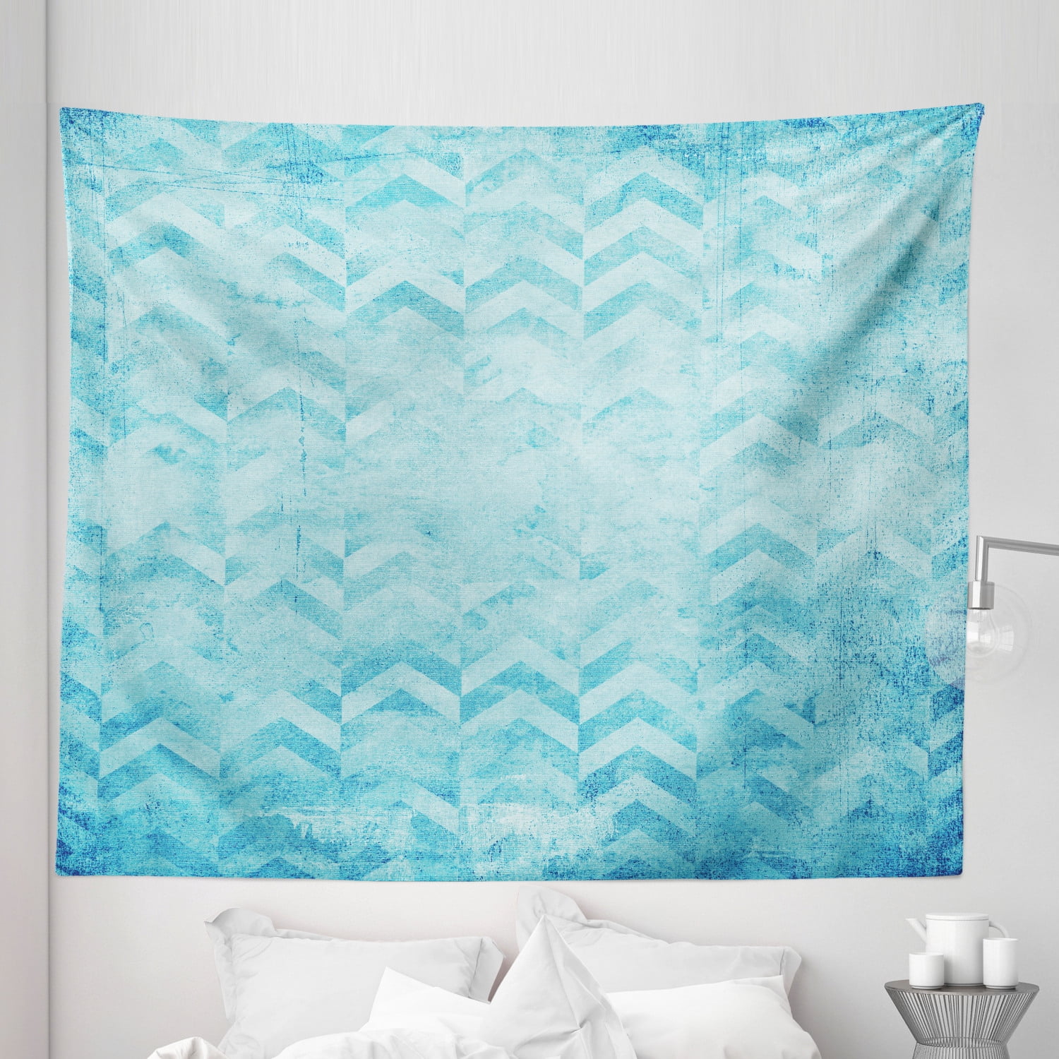 Turquoise Tapestry, Geometric Design Chevron Patterns on Old Vintage ...