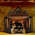 Decorative Folding Arched Black Bear Metal Fireplace Screen, Rustic ...