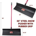 Bully Tools 92818 Steel Snow Pusher with Fiberglass Long Handle, 30 ...