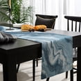 Blue Marble Table Runner 120 Inches Long, Abstract Ink Painting Art ...