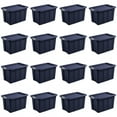 Sterilite Tuff1 30 Gallon Storage Tote Bin w/Latching Lid, Blue, 16 ...