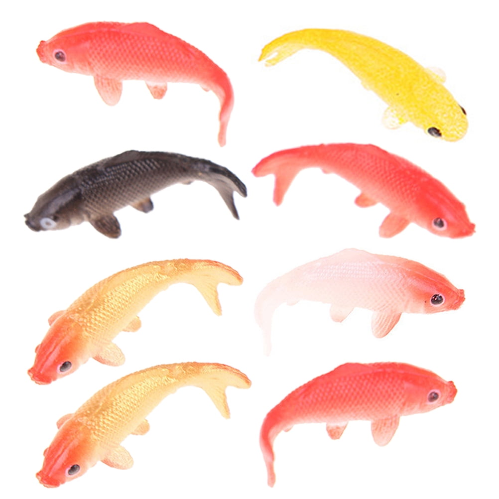 8 mini carpas de simulación, modelos de peces falsos de colores ...