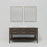 Woodhaven 60 in W x 22 in D Brown Oak Double Bath Vanity, White Quartz ...