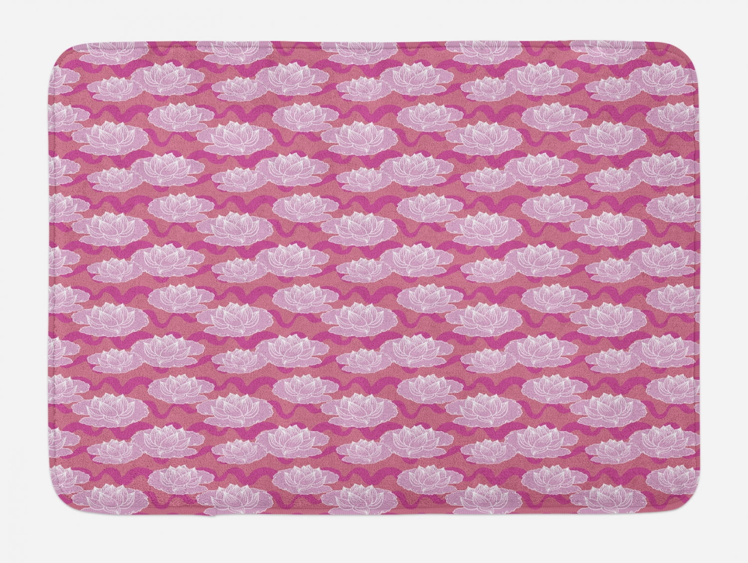 Lotus Bath Mat, Sacred Flower Arrangement Japanese Folklore Waterlilies ...