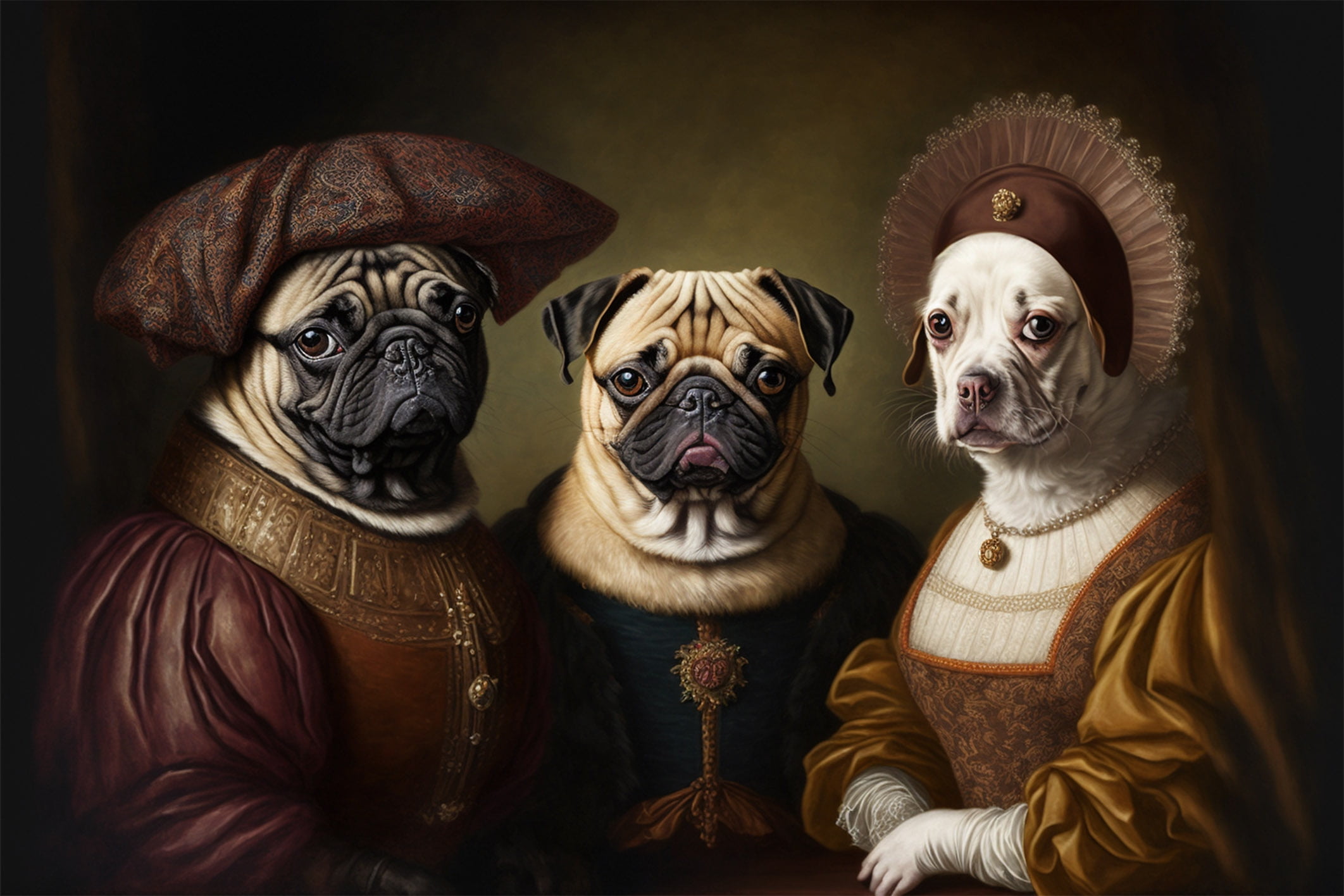 24x36 gallery poster, French Renaissance Pugs p2 - Walmart.com