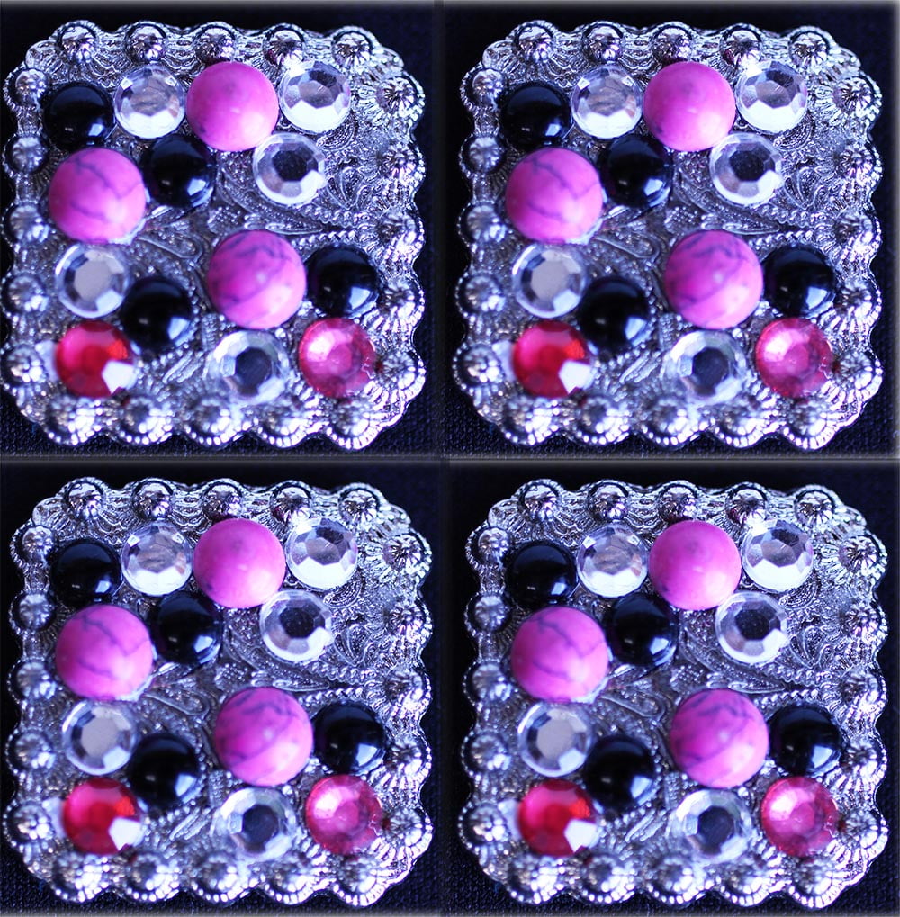 Concho 4 Conchos Rhinestone Horse Saddle Western Bridle Black Co105 ...