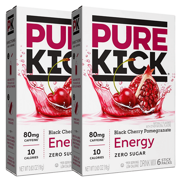 Pure Kick Black Cherry Pomegranate Singles To Go Water Enhancer Energy Drink Mix Zero Sugar Low ...