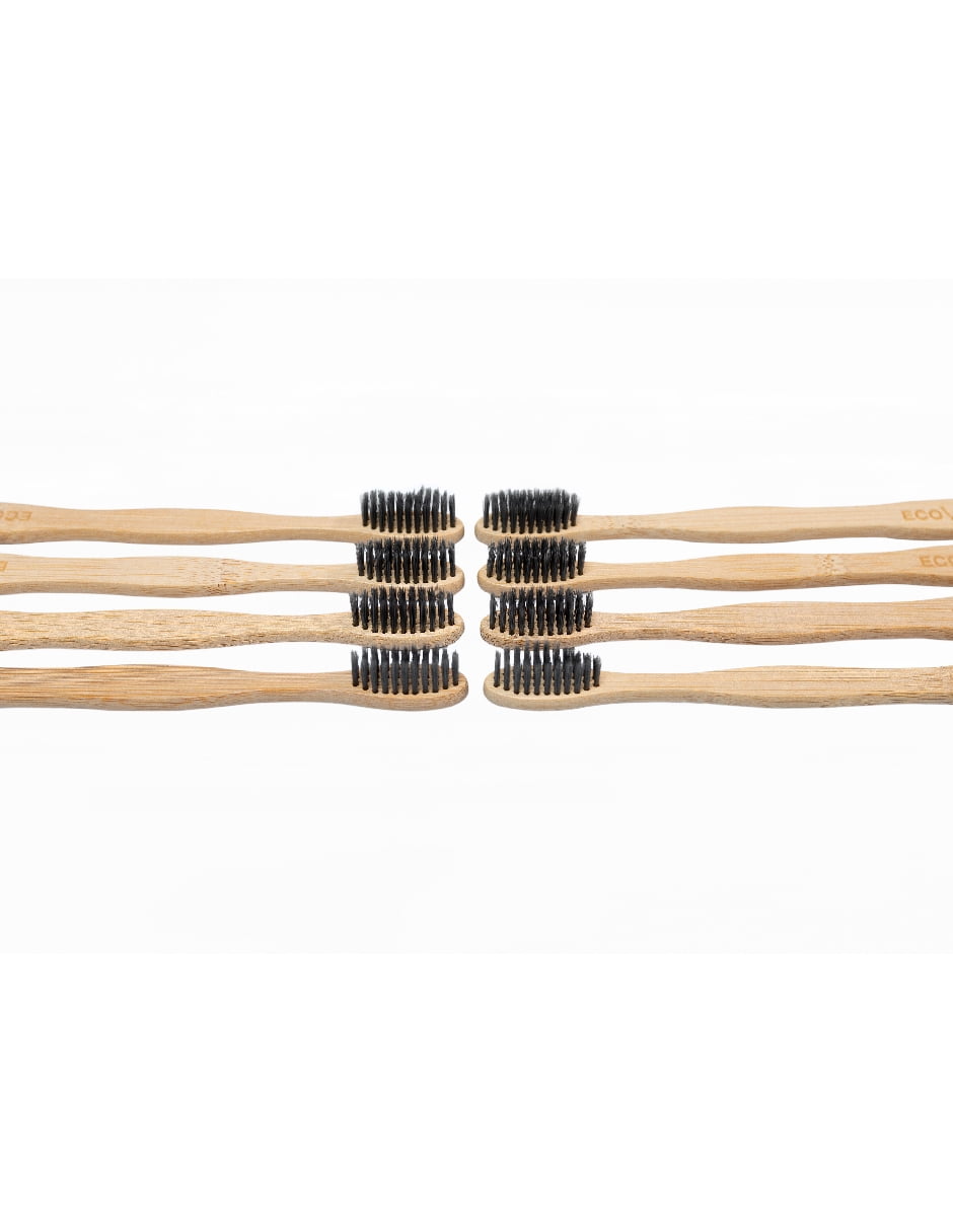 Kit 8 Cepillos de Dientes Ecowood Bambú Biodegradable Cerdas Carbón ...