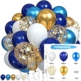 60PCS Navy Blue Gold White Balloon Garland Kit, 12 Inch Metallic ...