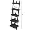 "Ballucci Slanted Black 5-Tier Ladder Shelf, Wood Home Decorative Open ...