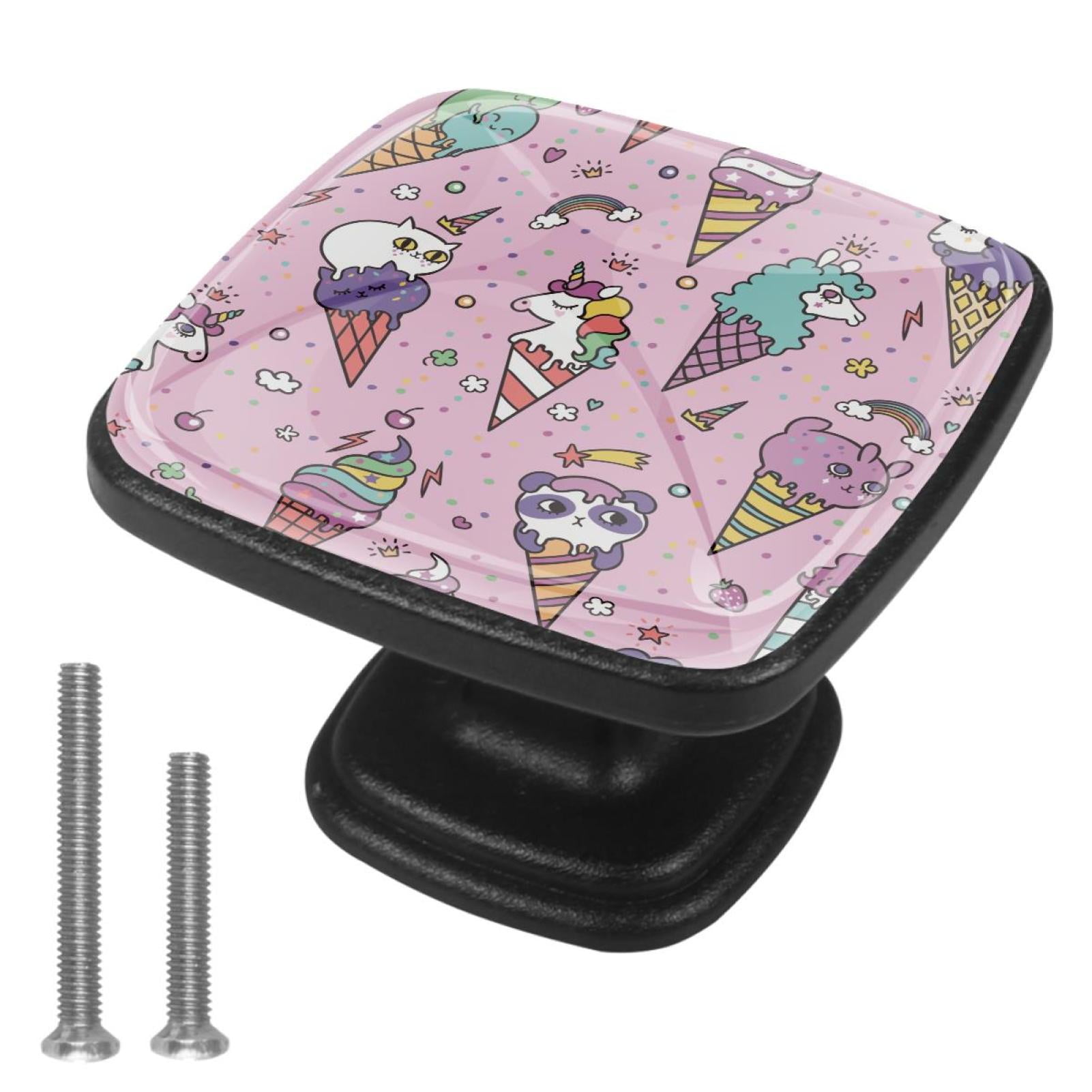 4 Pcs Cabinet Handle Drawer Pulls Color Ice Cream Knobs with Screws ...