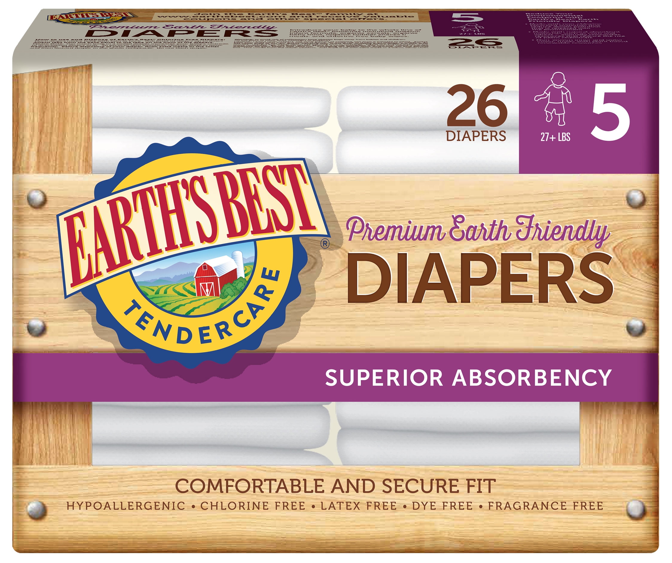 Earth's Best Premium TenderCare Diapers, Size 5, 26 Diapers - Walmart.com
