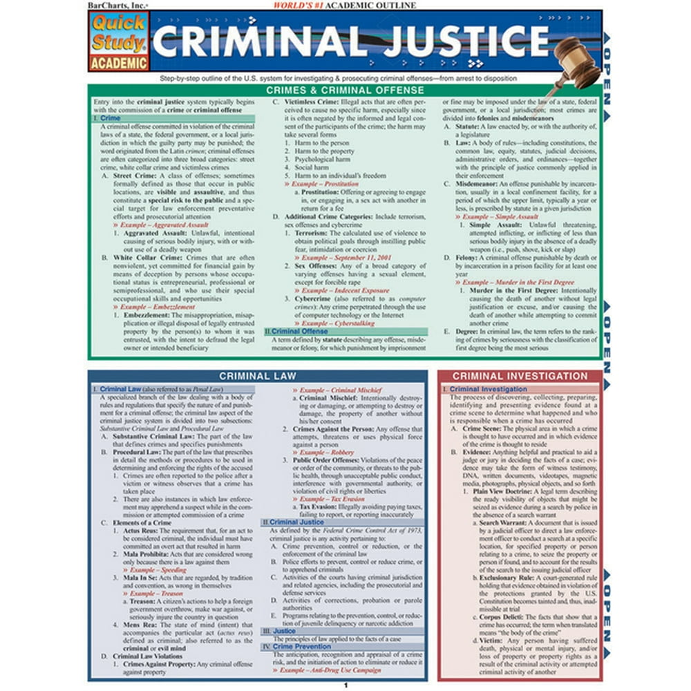 Criminal Justice : QuickStudy Laminated Reference Guide - Walmart.com ...