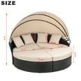 Walsunny Outdoor Round Daybed with Retractable Canopy, Wicker Rattan ...