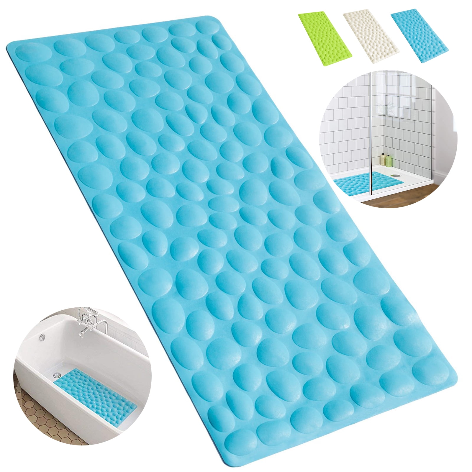 Semfri Non-Slip Bath Tub Shower Mat 16x31.5 inch Soft Rubber Bathroom ...