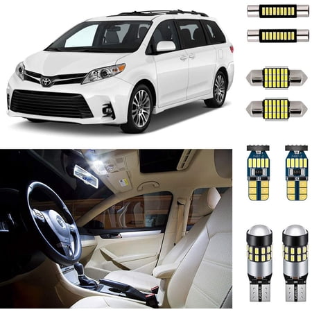 AUTOGINE 15 Piece White Interior LED Lights Kit for Toyota Sienna 2011 ...