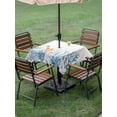 54x54 Square Tablecloth, Coastal Coral Outdoor Tablecloth with Umbrella ...