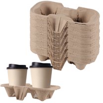 Uxcell 2 Cup Drink Carrier with Handle, Kraft Paperboard to Go Coffee ...