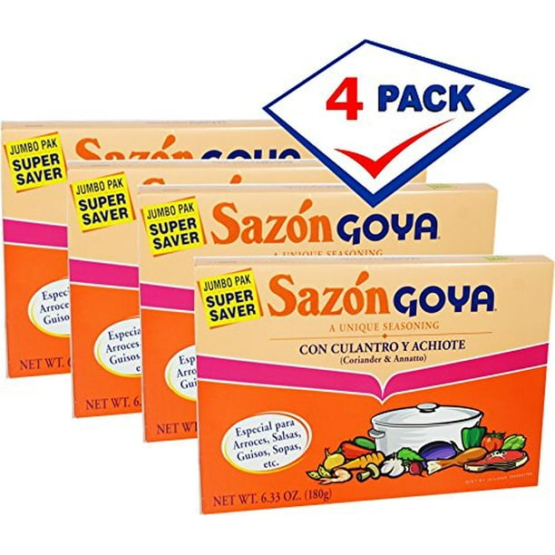 Goya Sazon with Coriander and Annatto. Jumbo 6.33 Oz Box. Pack of 4 ...