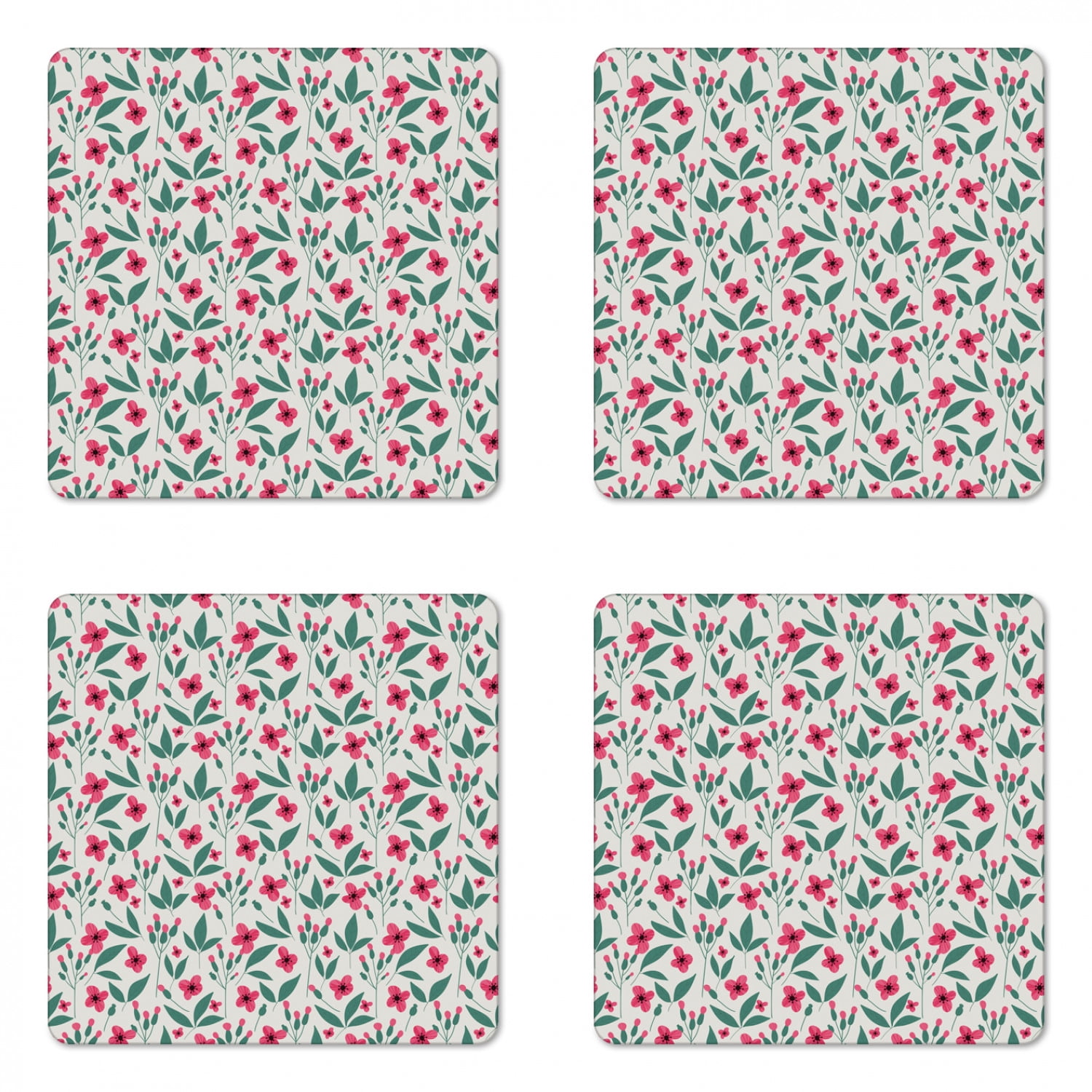 Flower Coaster Set of 4, Shabby Iris Field with Leaves Blooms Spring ...