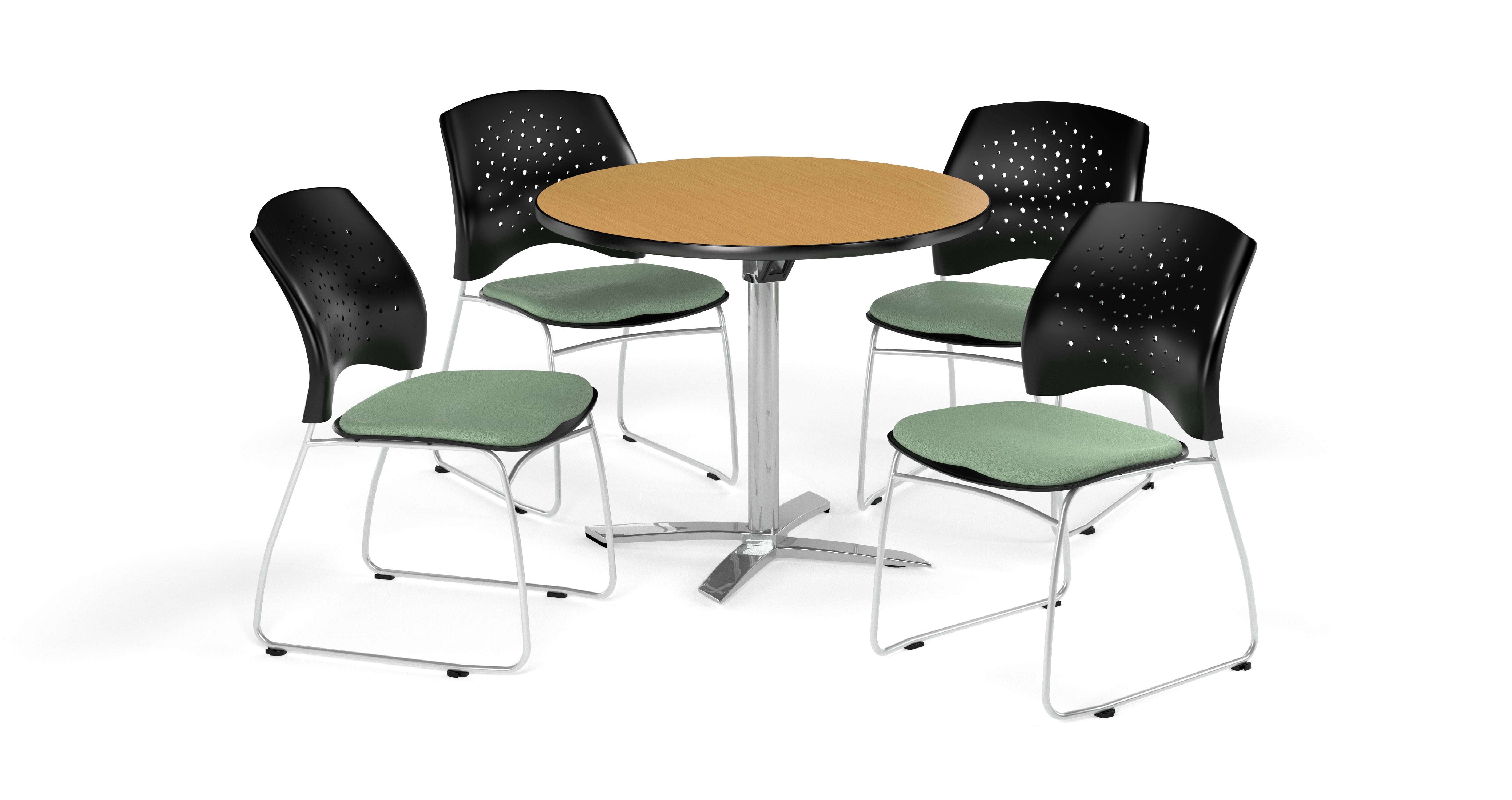 OFM Multi-Use Break Room Package, 36" Round Flip-Top Table with Stars ...