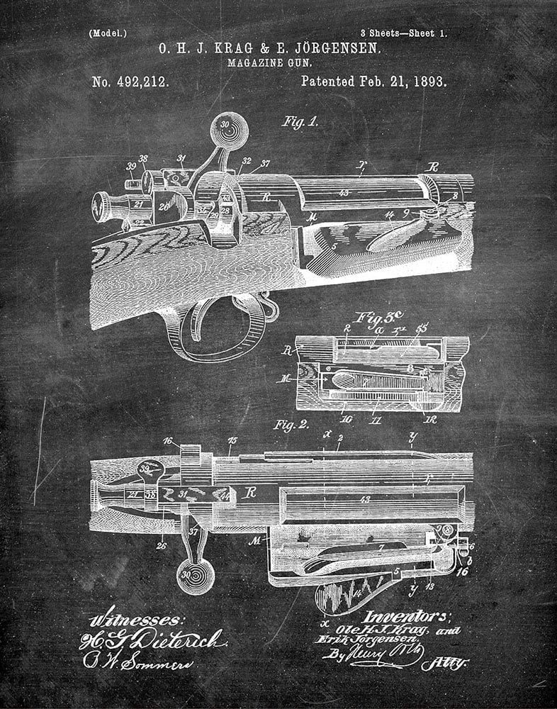 Original Magazine Gun Artwork Submitted In 1893 - Guns - Patent Art ...