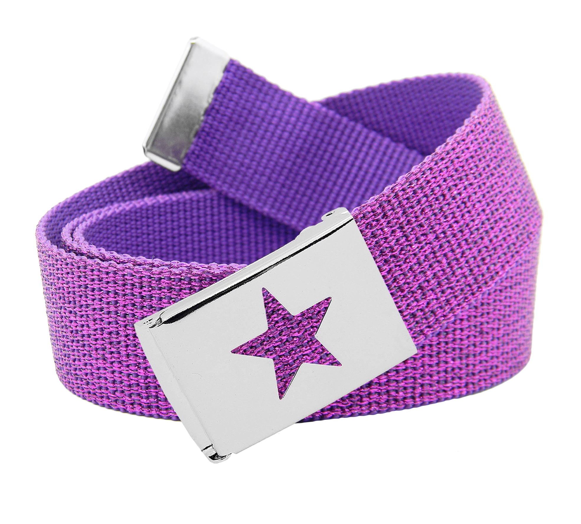 Women's Silver Flip Top Star Belt Buckle with Canvas Web Belt XXX-Large ...