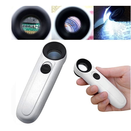 40X Magnifying Magnifier Glass Jeweler Eye Jewelry Loupe Loop 2 LED ...