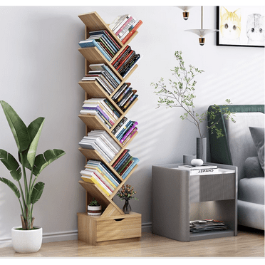 Gymax Tree Bookshelf 8-Tier Bookcase Free Standing Book Rack Display ...