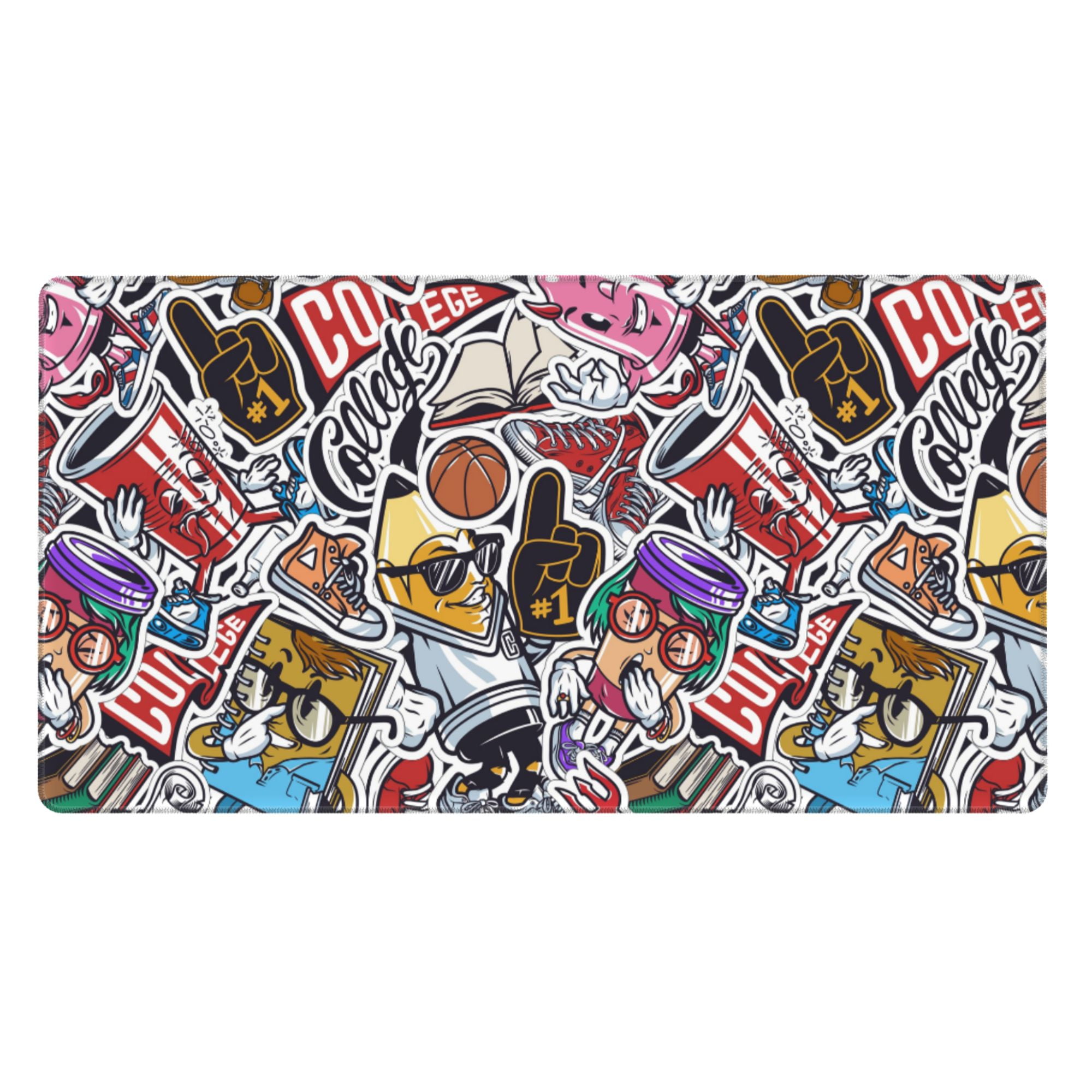 DouZhe Large Mouse Pad, Vintage College Colorful Graffiti Non-Slip ...