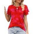 Mengpipi Womens Plus Size Tops Ruffle Sleeve Lace-Up V-Neck Shirts ...