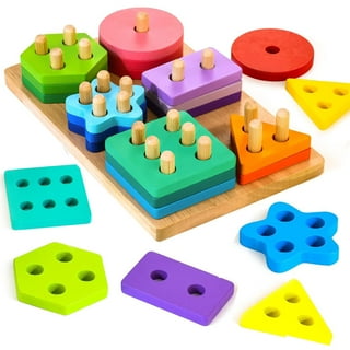 TEANOON Wooden Toys Rainbow Tower Sorting Stacking Rings Toys ...