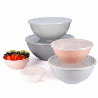 10 Piece Melamine Mixing Bowl Set with Lids, Green and Blue Floral ...