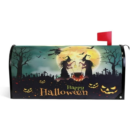 Mailbox Decor Halloween Witch and Forest Moon Mailbox Covers Magnetic ...
