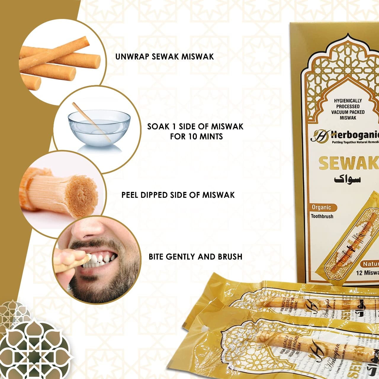 Buy Sewak Natural Miswak Traditional Toothbruh 12 Pack No Flavor All ...