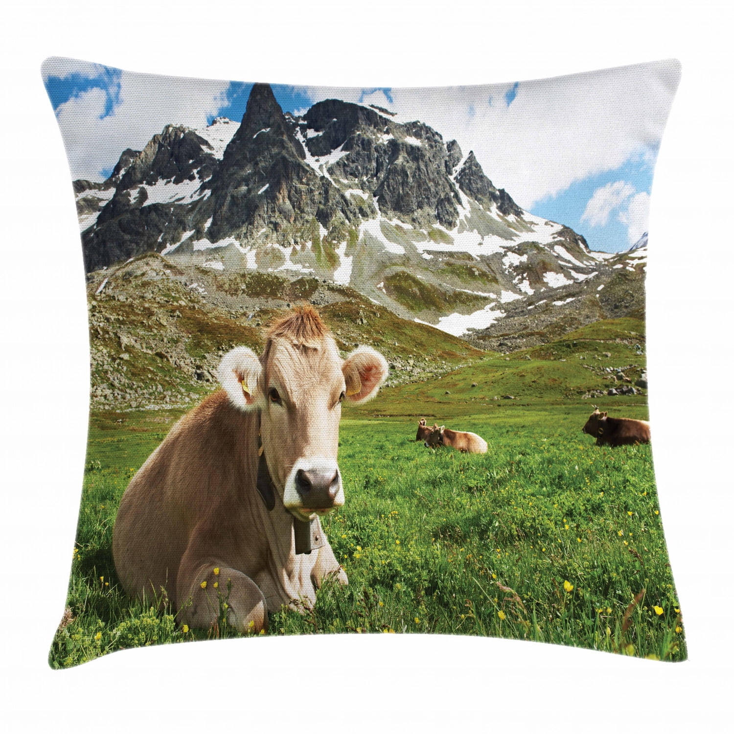 Cattle Throw Pillow Cushion Cover, Milk Cows Laying and Relaxing on ...