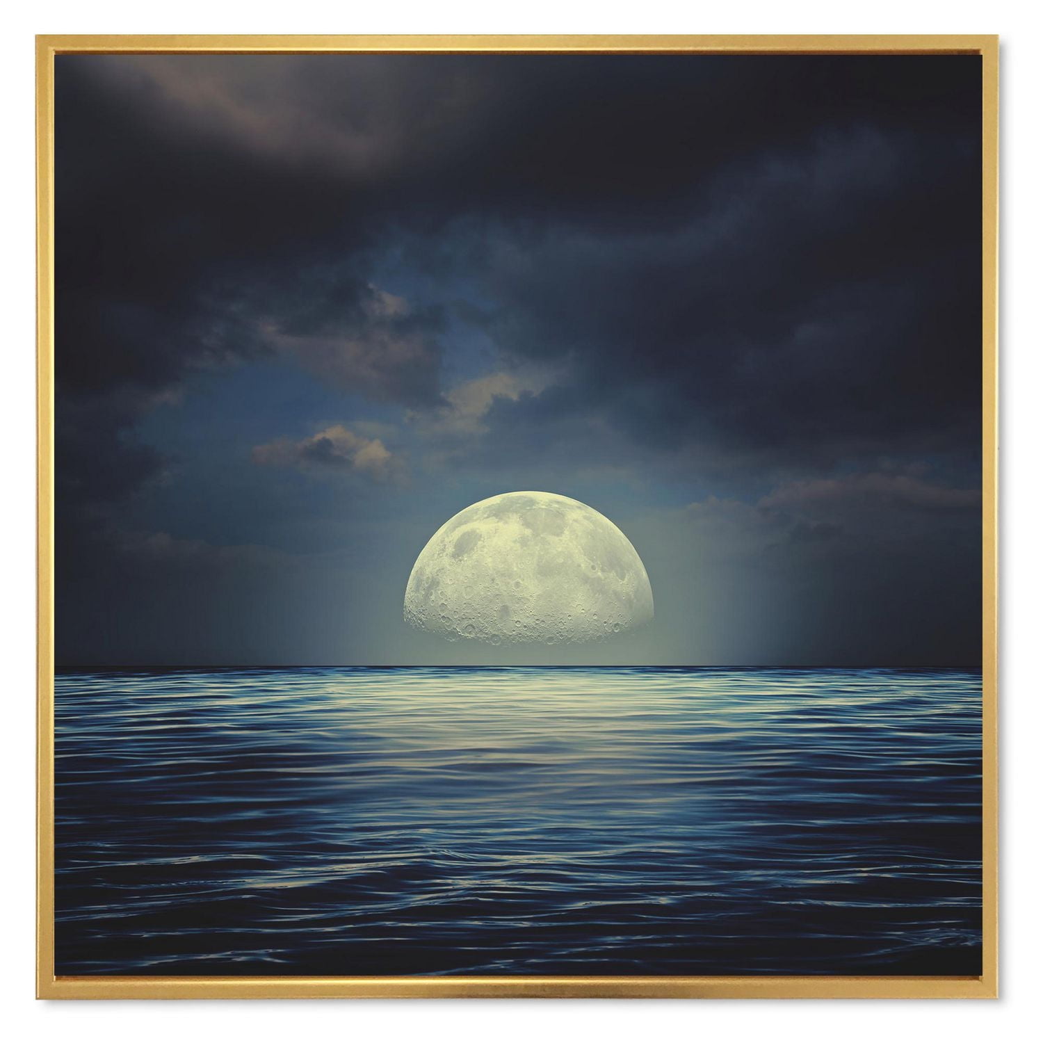 Click here for Designart Super Moon Over The Sea Ii Float Frame W... prices