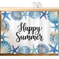 Happy Summer Cabinet Curtain, Blue Starfish Shell Seashell Oceans Life ...