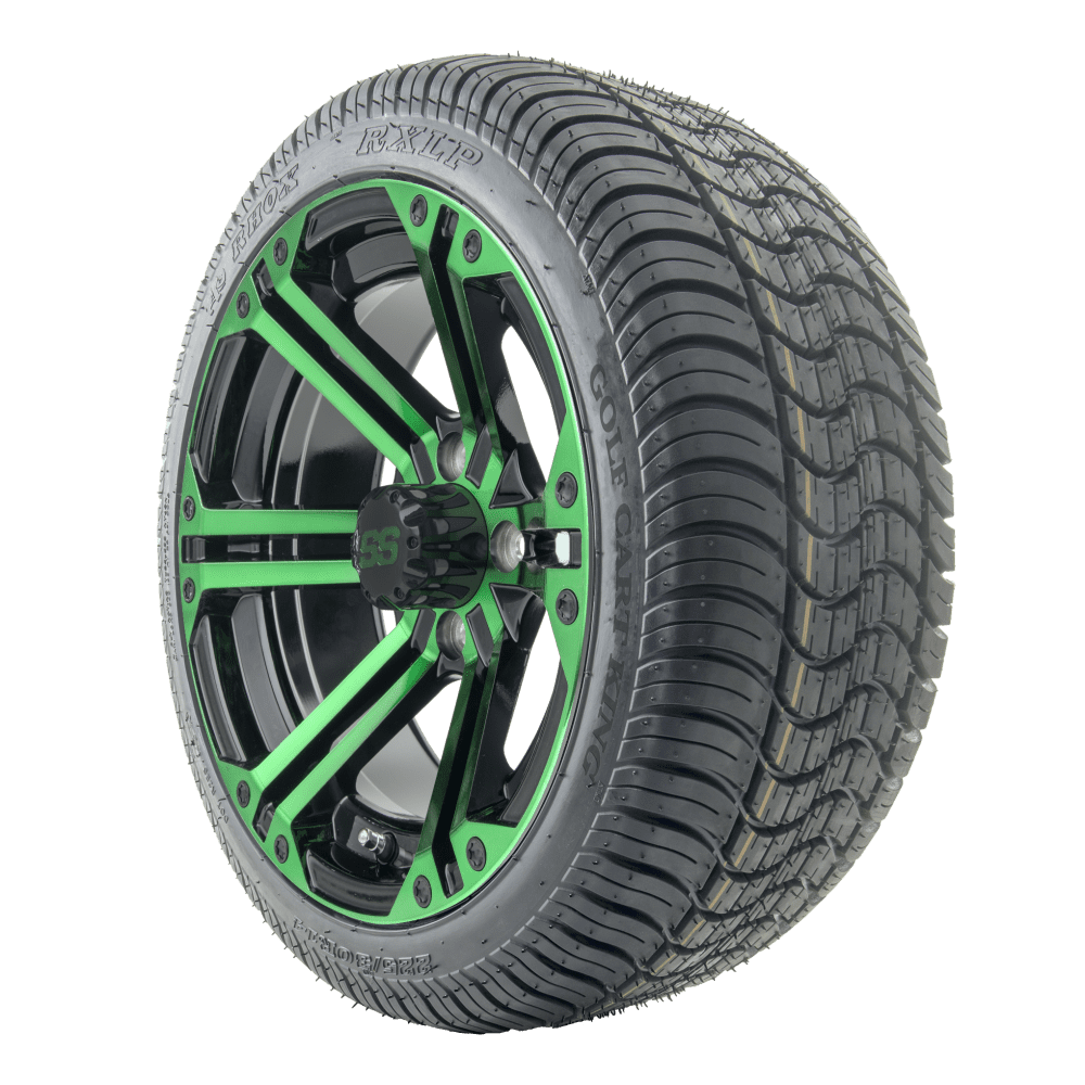 Golf Cart Wheels and Tires - 14" RHOX SS RX354-Bg Green w/ LowPros ...