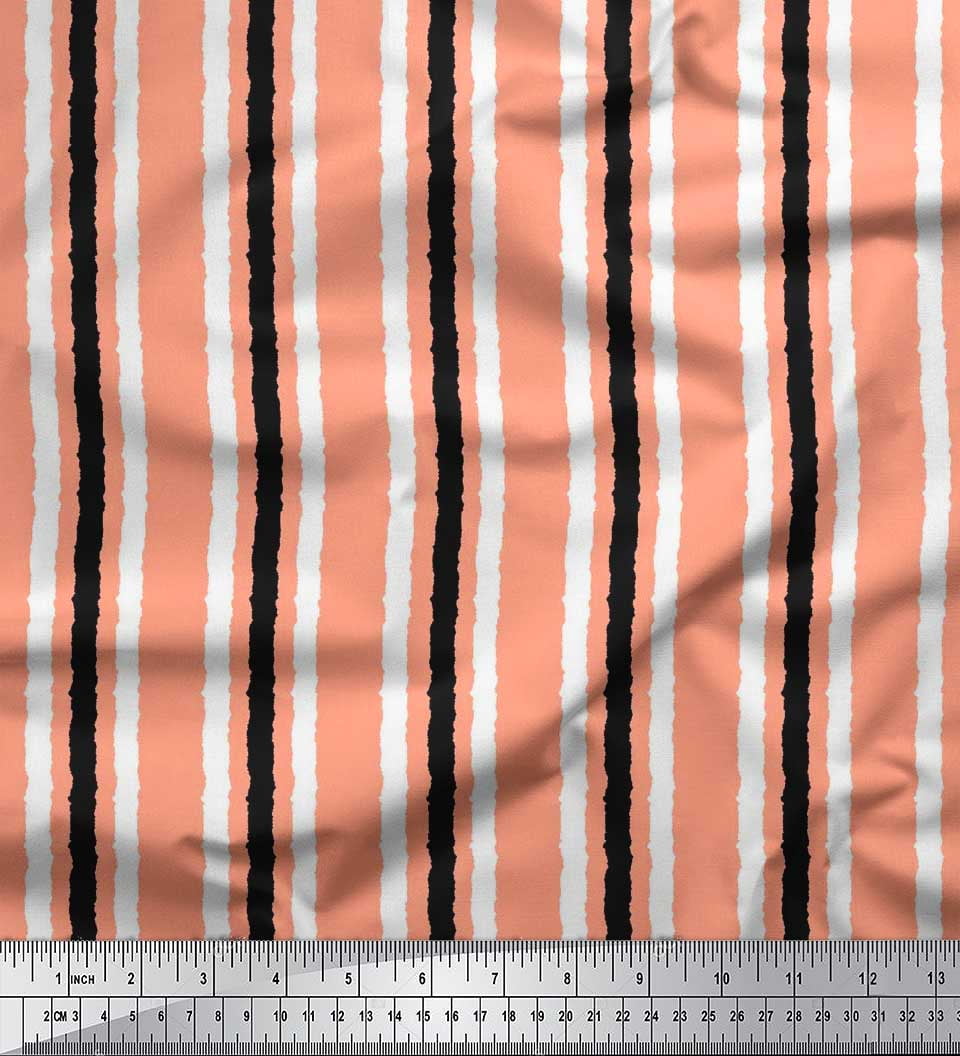 Soimoi Satin Silk Fabric Stripe Block Print Fabric by Yard 42 Inch Wide ...
