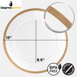 Impresserve 13-inch Disposable Charger Plates Clear Gold Rim for ...